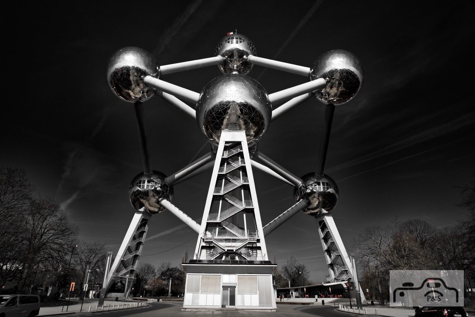 Close-up of Atomium, Brussels, Belgium