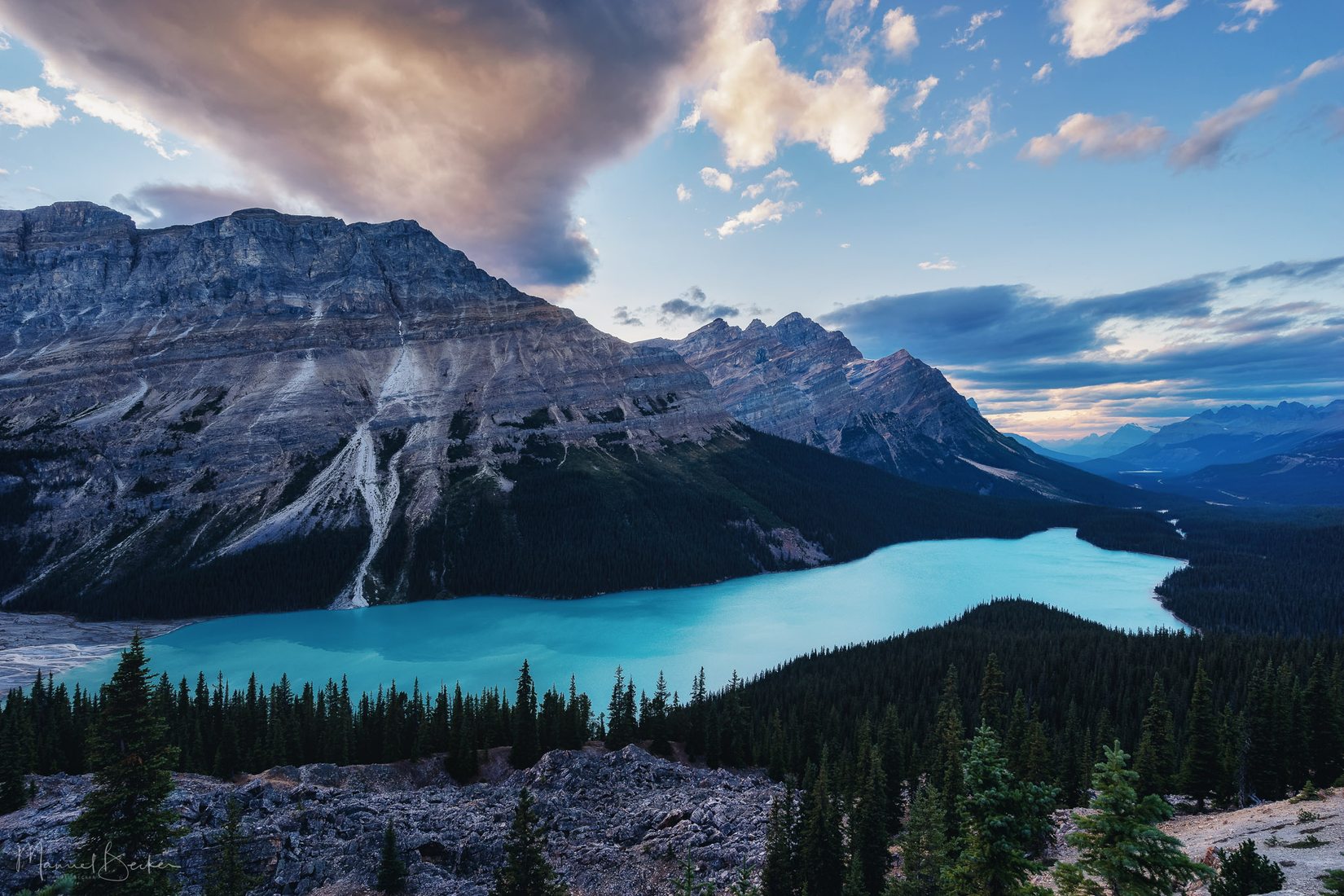 Peyto Lake Overview from Bow Summit, Canada