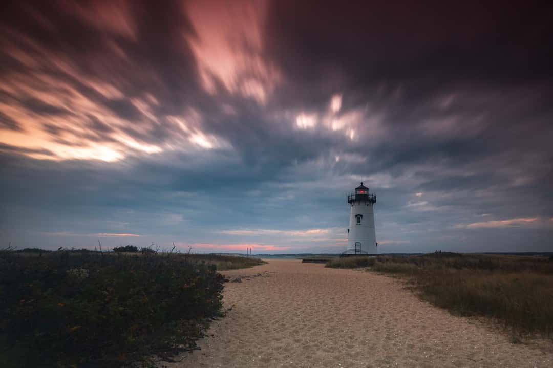 Egdartown Martha's Vineyard Island Lighthouse sunrise, USA