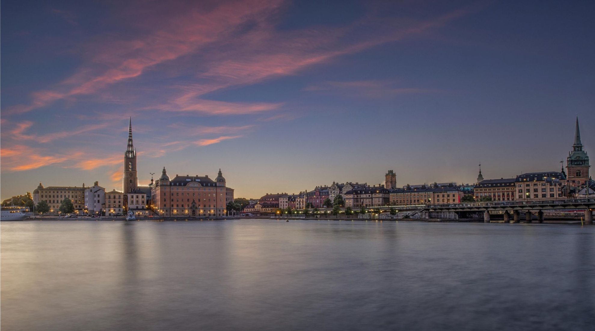 View to Gamla stan with Riddarholmen Church, Stockholm, Sweden