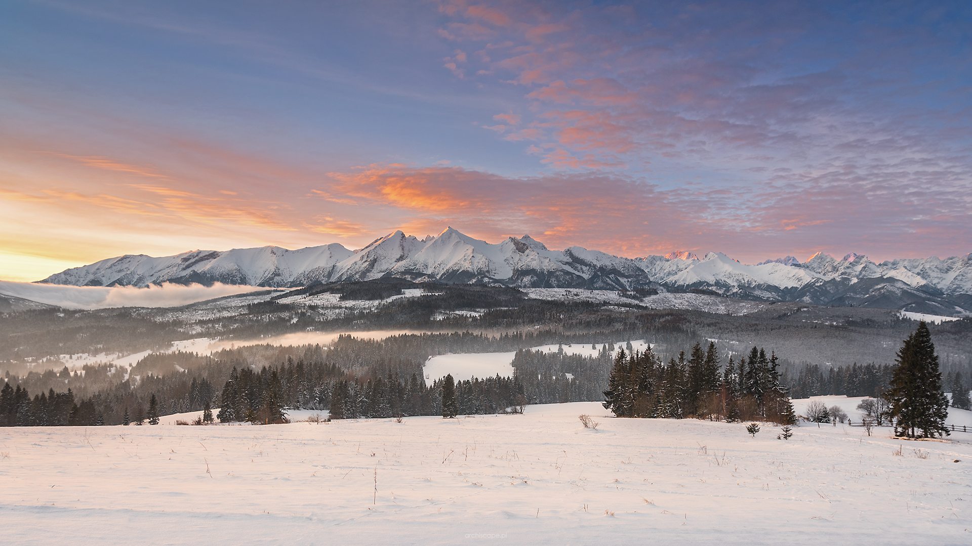 Łapszanka - panorama of Tatra mouintains, Poland