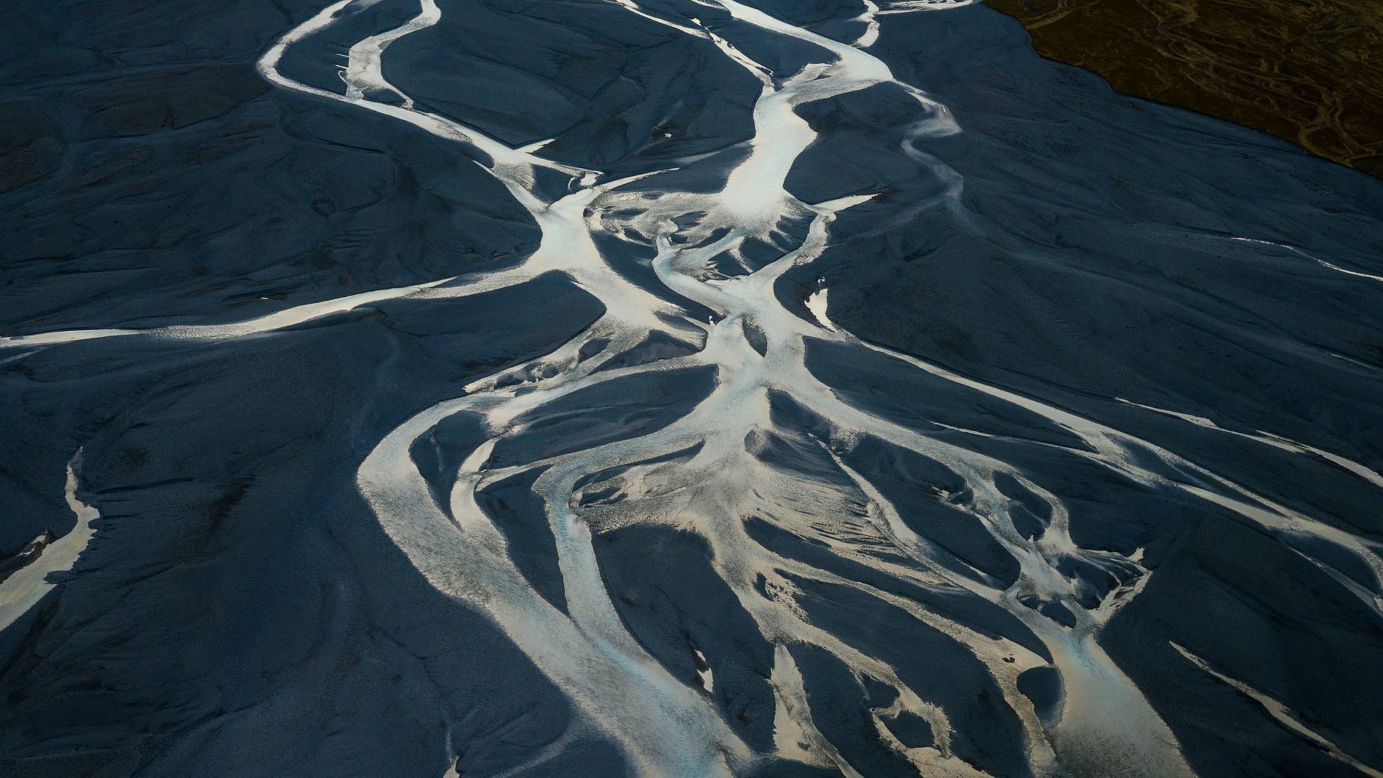 Tasman River from the Air, New Zealand
