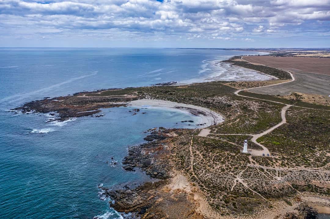 Corny Point Lighthouse drone, Yorke Peninsula SA, Australia