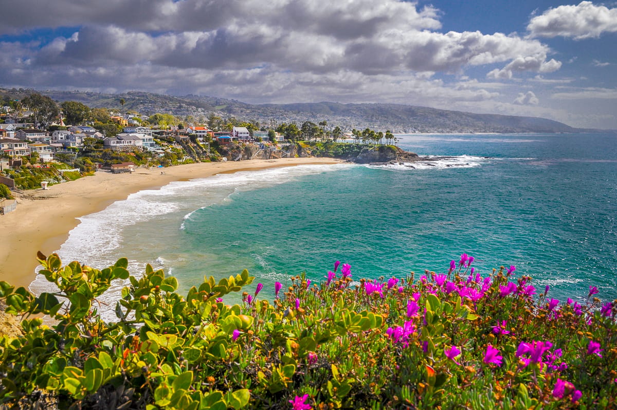 Crescent Bay Laguna Beach Aerial Over Ocean Crescent Bay Toward Twin