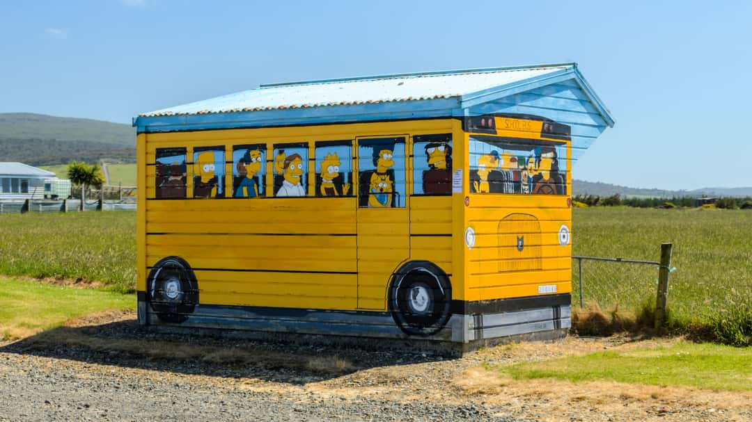 Simpsons Bus Stop Colac Bay, New Zealand