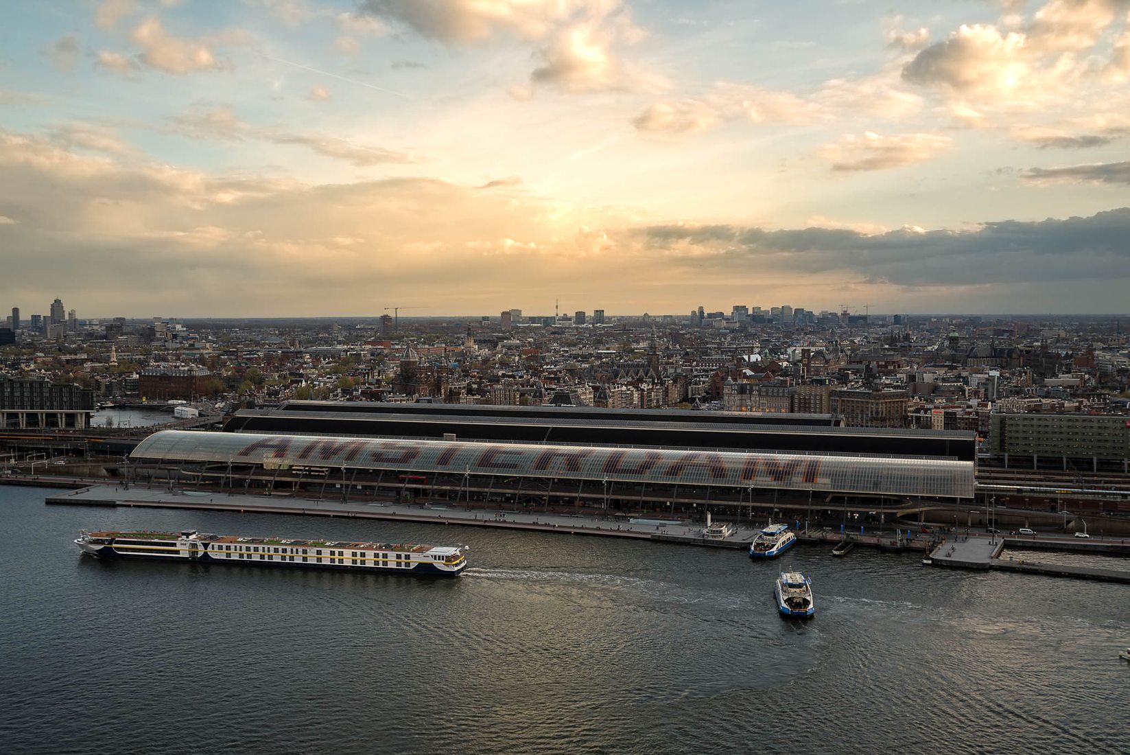 Amsterdam Central cityscape from A'dam Lookout tower., Netherlands