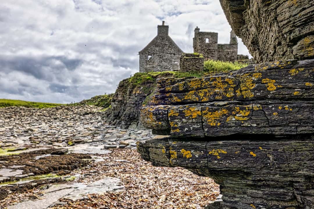 headland Brims Castle, Scotland, UK, United Kingdom