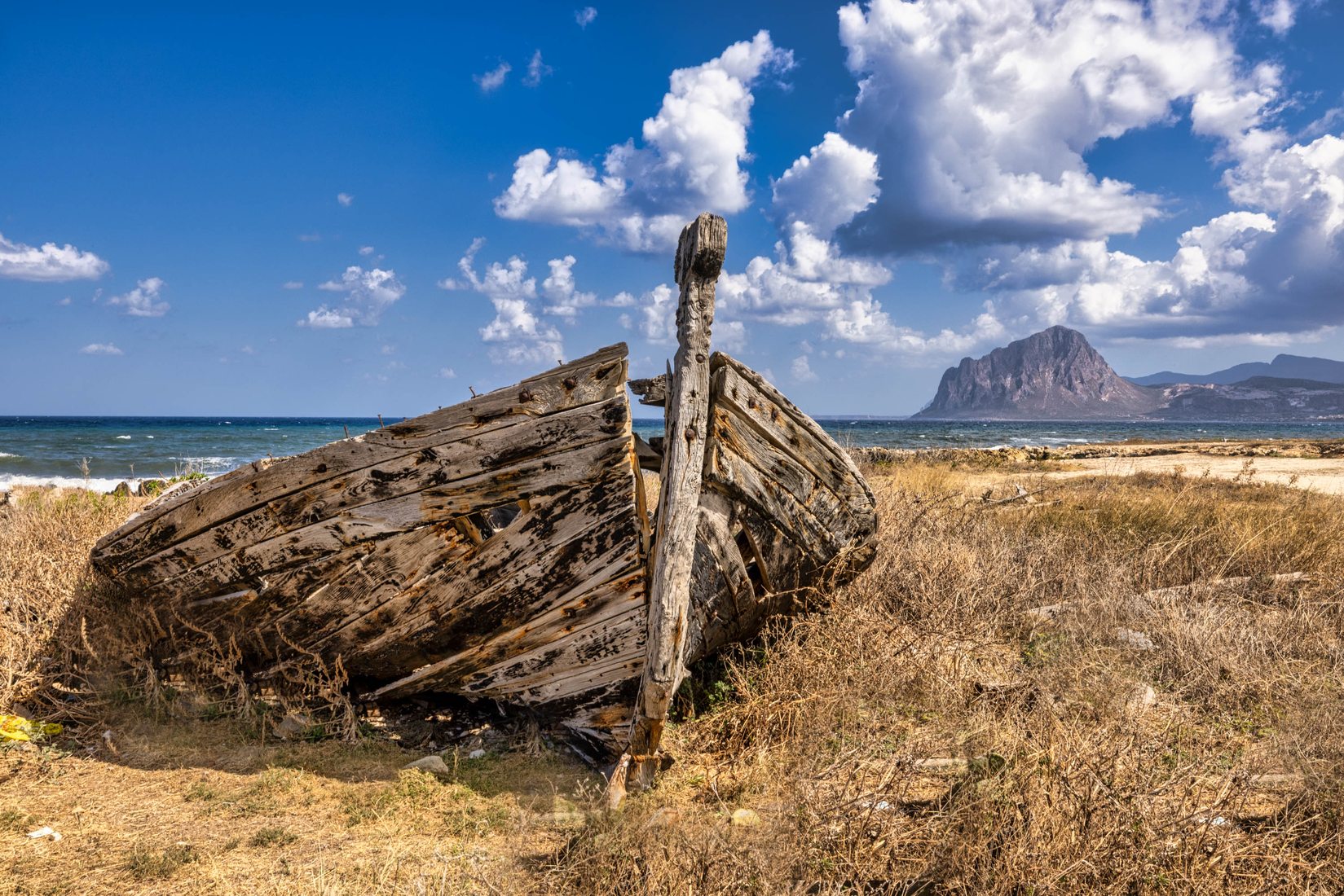 Old boat Tonnara Bonagia, Sicily, Italy