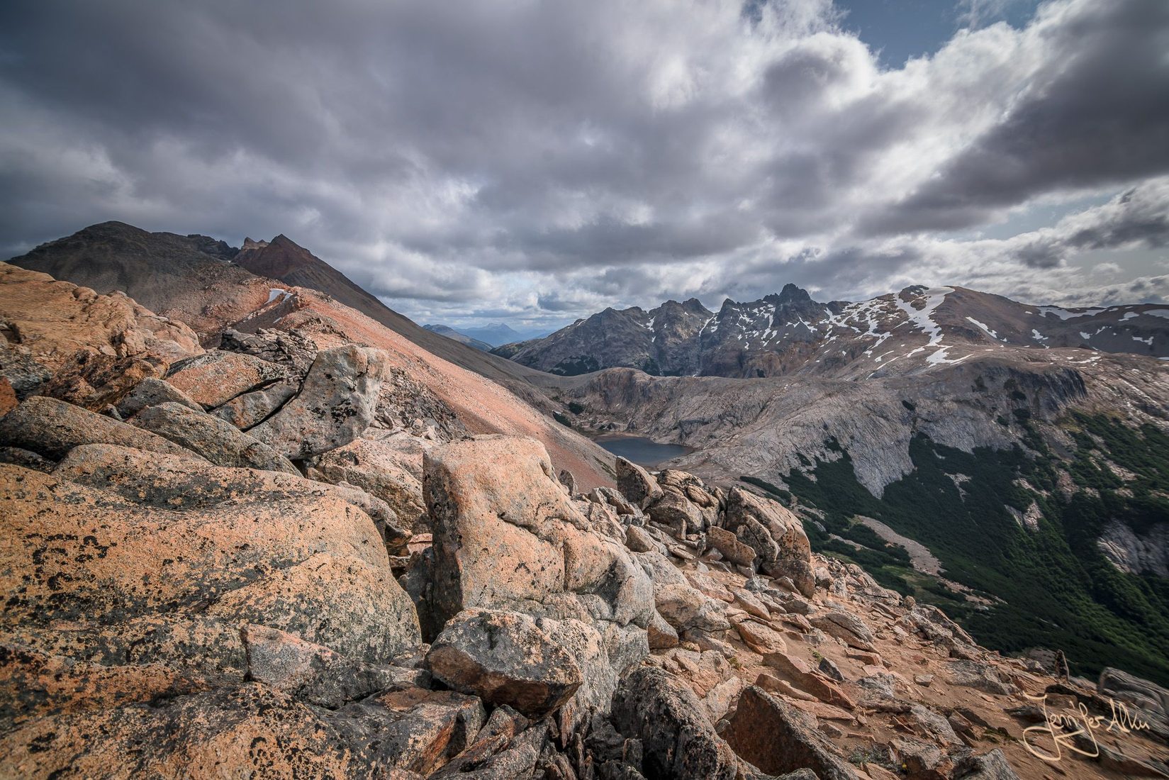 View to Laguna Creton from Cerro Cristal, Argentina
