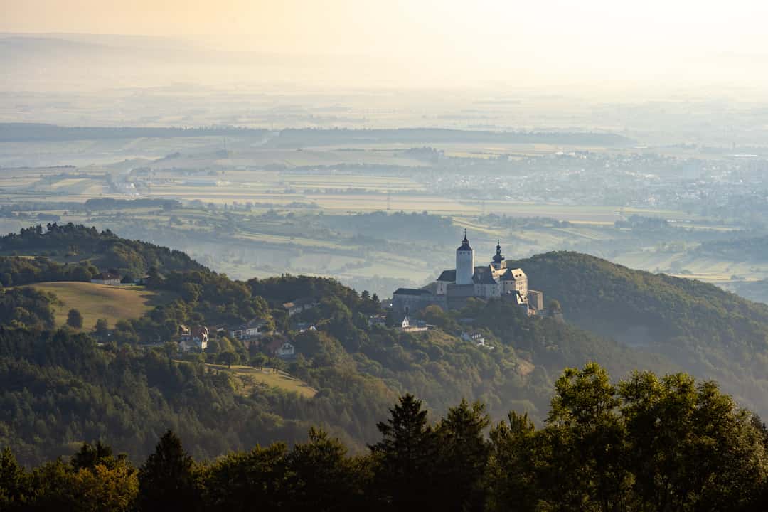 Rosalienberg, view of Forchtenstein castle, Austria