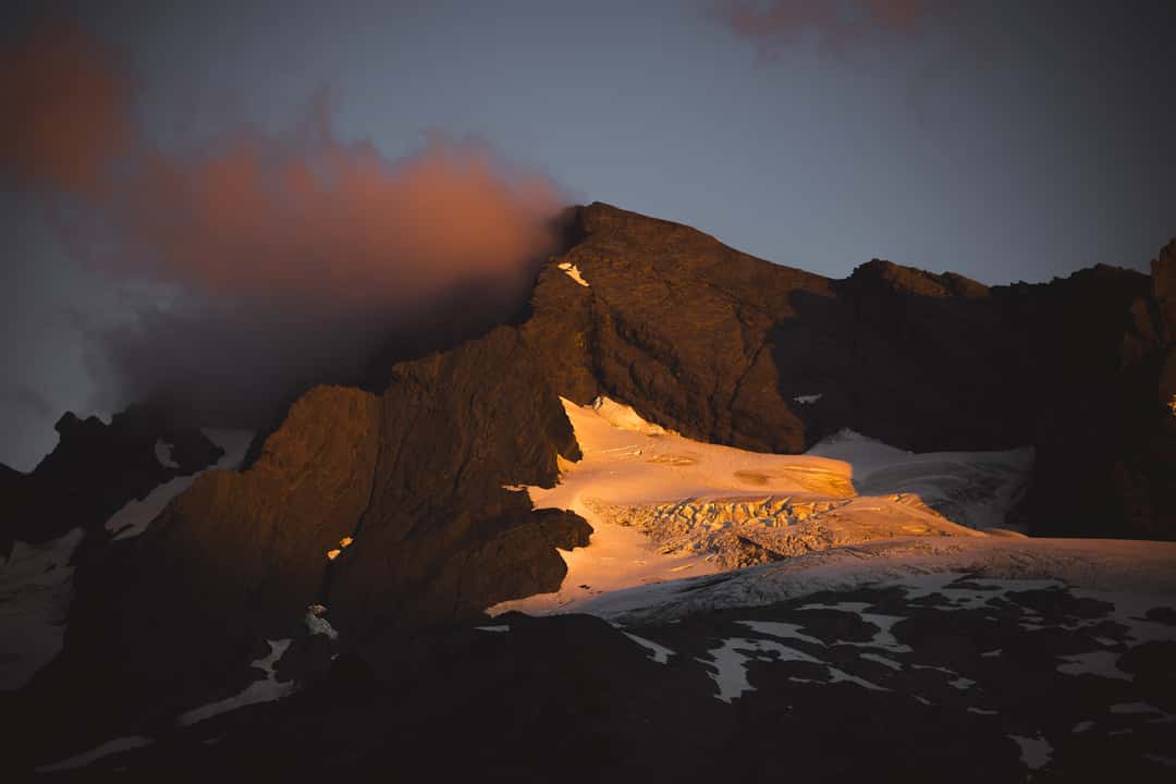 Mountain views from above Liverpool hut, New Zealand